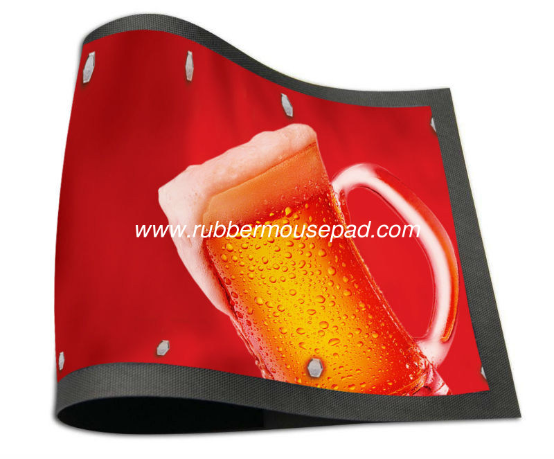 Modern Recycled Rubber Bar Mat Rectangular With Color Printing