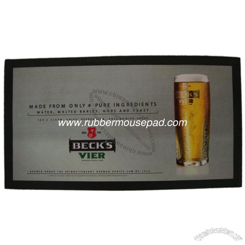 Recycled Beer Rubber Bar Mat Colored Printing With Black Border